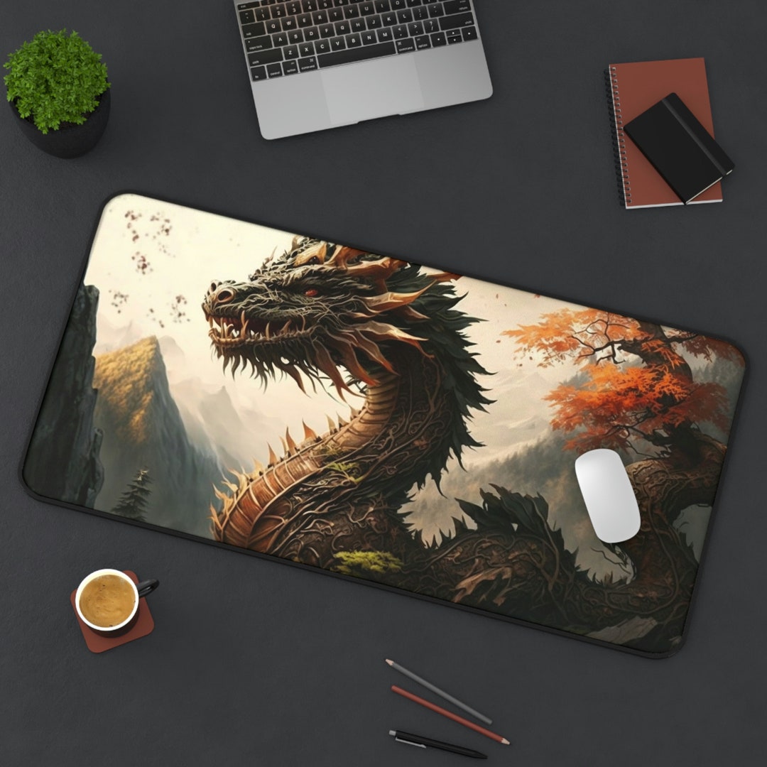 Asian Earth Dragon Artwork Desk Mat Mouse Pad - Etsy