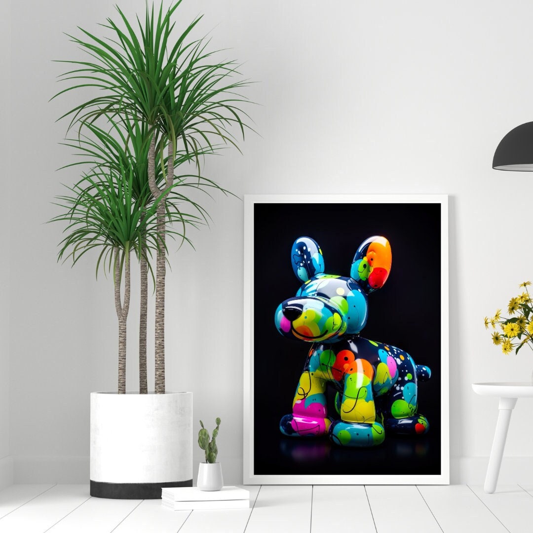 The Colorful Canine: A Graffiti Balloon Animal Dog Painting | Digital ...