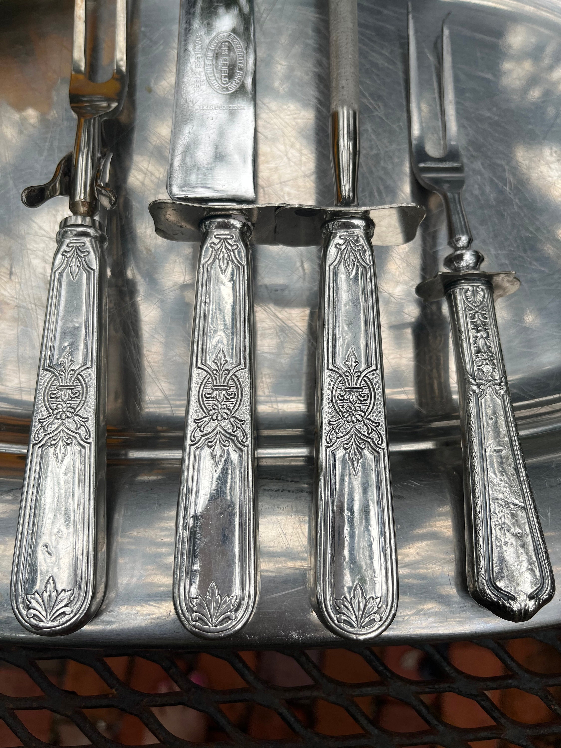 Antique Sterling Silver Carving Set England - Etsy