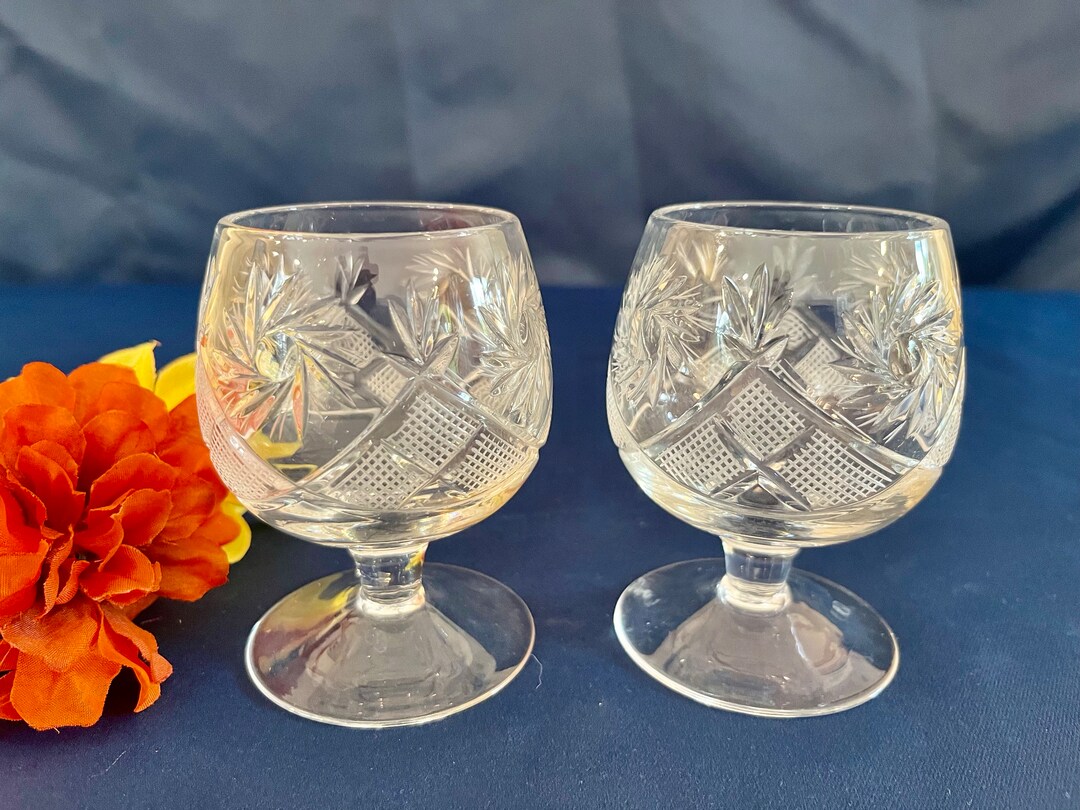 2 Romantic Crystal Brandy Snifters Christmas- Czech Republic - Etsy