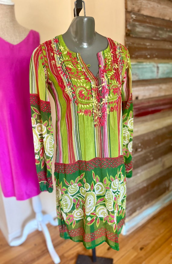 Colorful Embroidered Tunic Dress - India - Gem