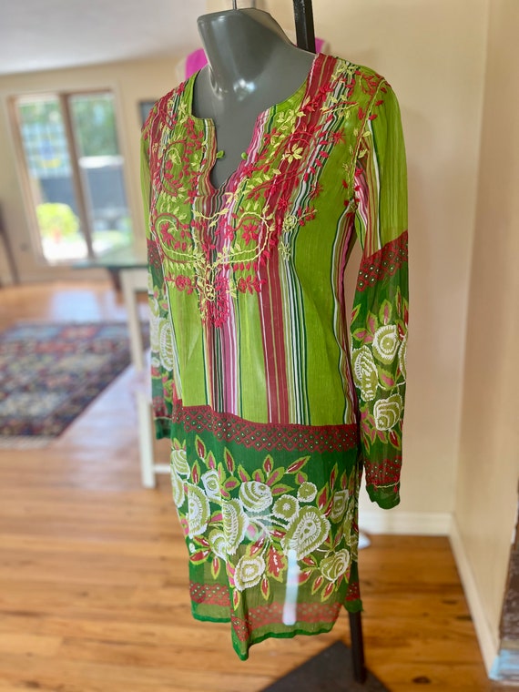 Colorful Embroidered Tunic Dress - India - Gem