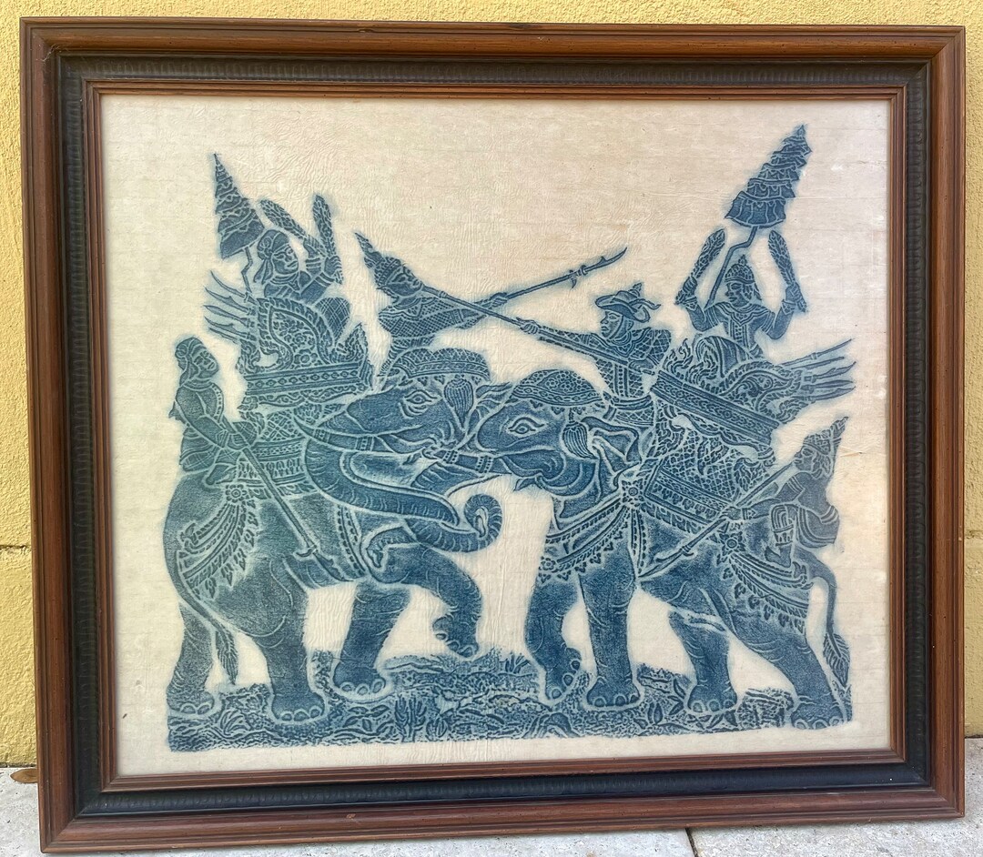 Authentic Blue Temple Rubbing on Rice Paper - Thailand - Etsy