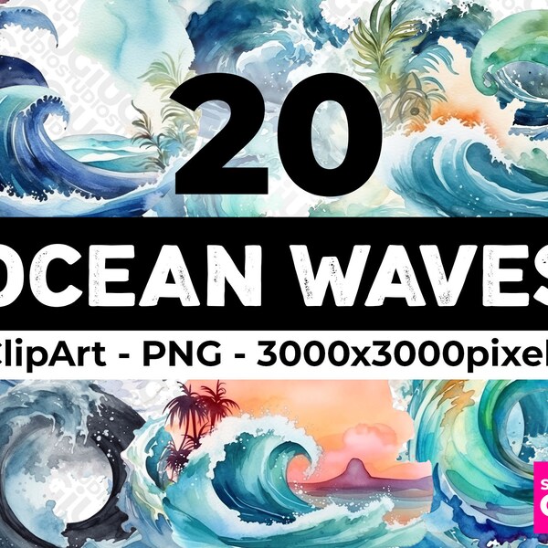 Watercolor Wave Clip Art - Etsy