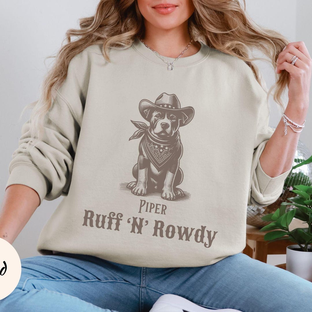 Custom Pitbull Sweatshirt Cowboy Pitbull Mom Shirt Personalized Western ...