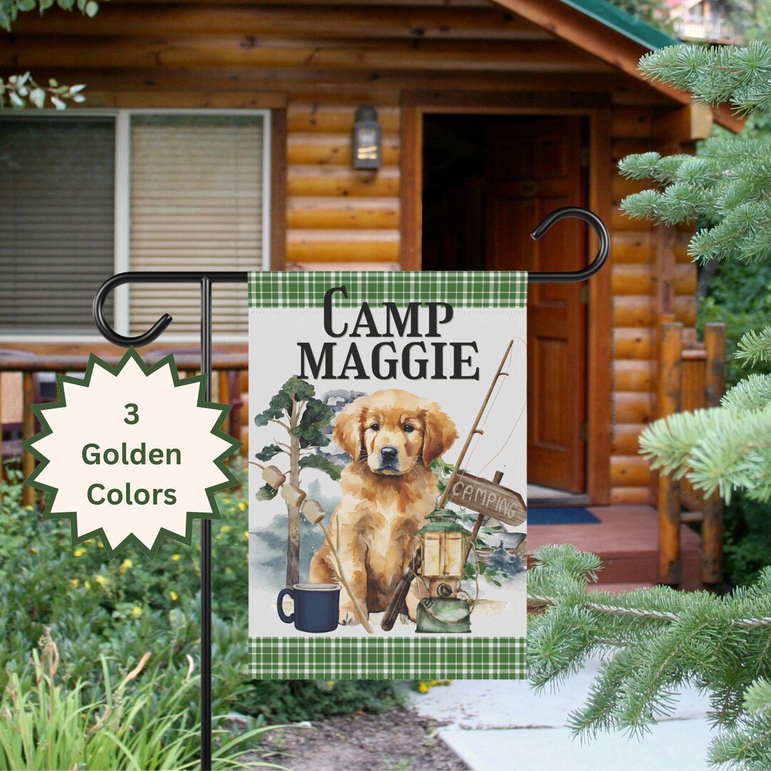 Custom Golden Retriever Welcome Flag for Cabin 12x18 Golden Retriever ...