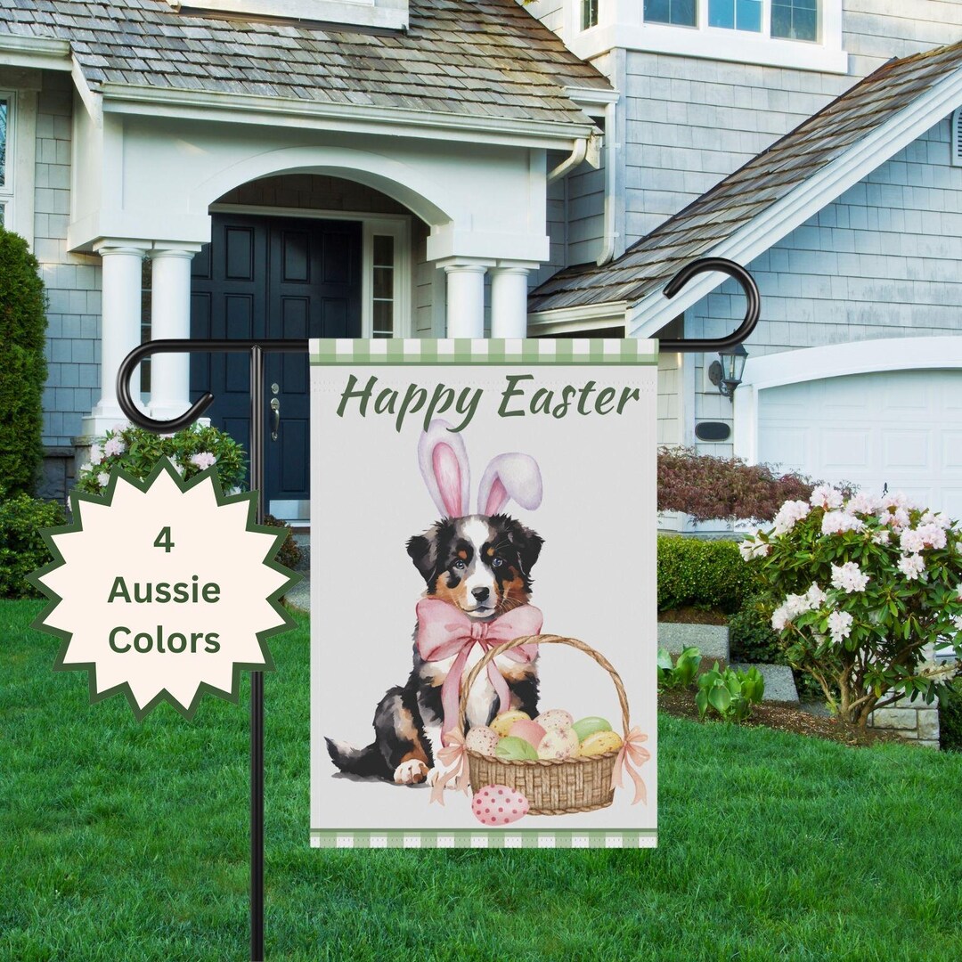 Australian Shepherd Easter Garden Flag Welcome Banner Australian ...