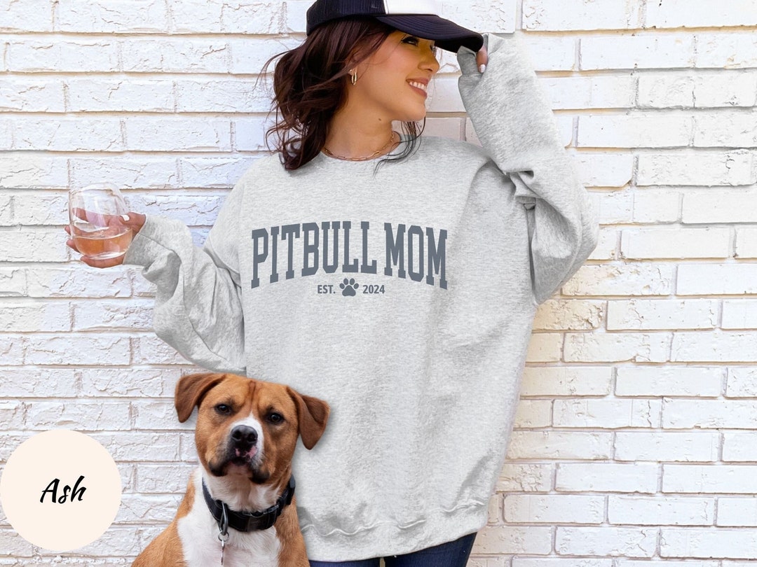 Custom Pitbull Sweatshirt College Style Pitbull Mom Shirt Personalized ...
