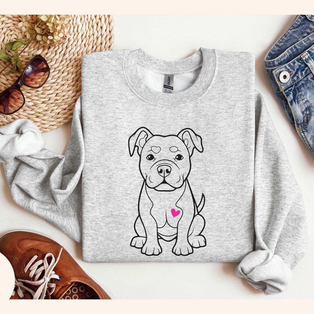 Heart Pitbull Sweatshirt Cute Pitbull Mom Shirt American Pit Bull ...