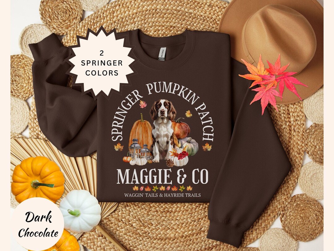 Custom Fall English Springer Spaniel Sweatshirt Autumn Apple & Pumpkin ...