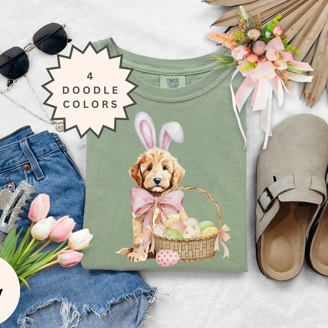 Easter Goldendoodle Shirt Bunny Ears Doodle Mom Shirt Easter Egg Basket ...