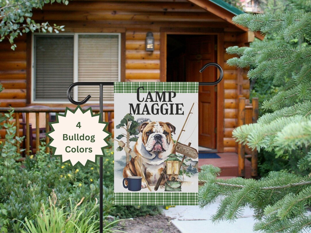Custom English Bulldog Welcome Flag for Cabin 12x18 Bulldog Camp Banner ...