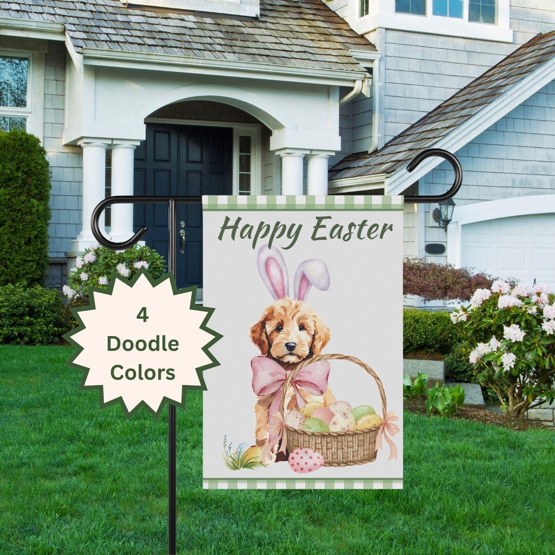 Goldendoodle Easter Garden Flag Welcome Banner Golden Doodle Gifts Dog ...