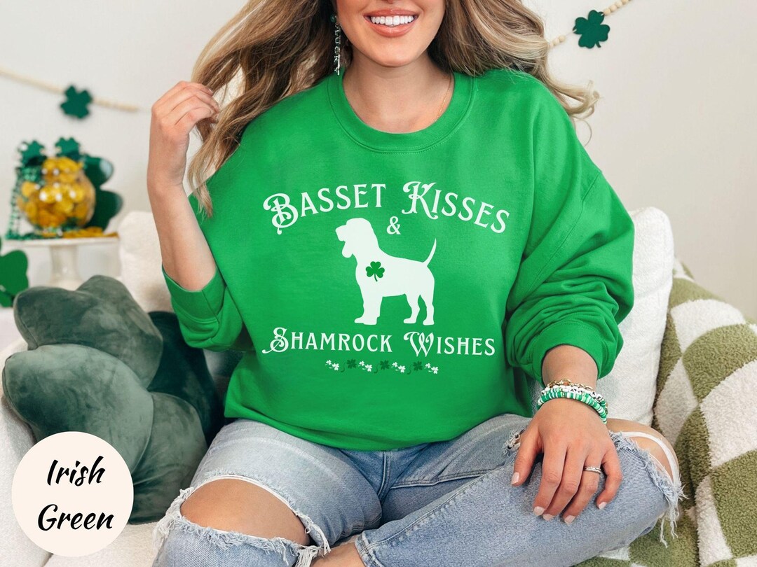 Basset Hound Sweatshirt St Patricks Day Basset Mom Shirt Saint Patricks ...
