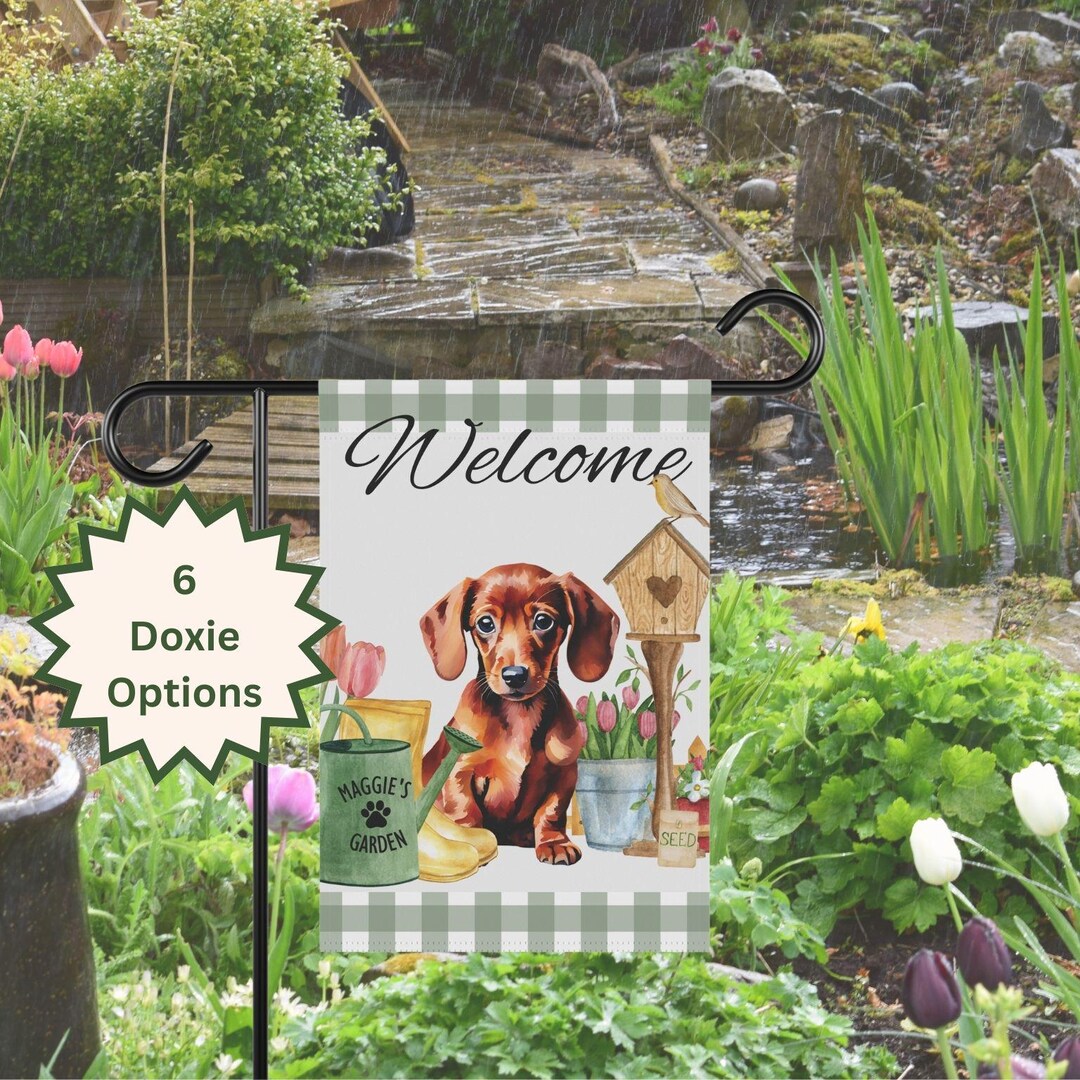 Custom Dachshund Spring Garden Flag 12x18 Welcome Banner Personalized ...