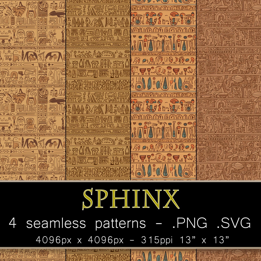 Seamless Simple Hieroglyphs || Seamless Pattern 4-pack || High-res and ...