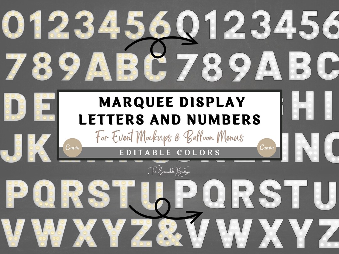 Digital Marquee Letters & Numbers Canva Template, Editable Marquees for ...