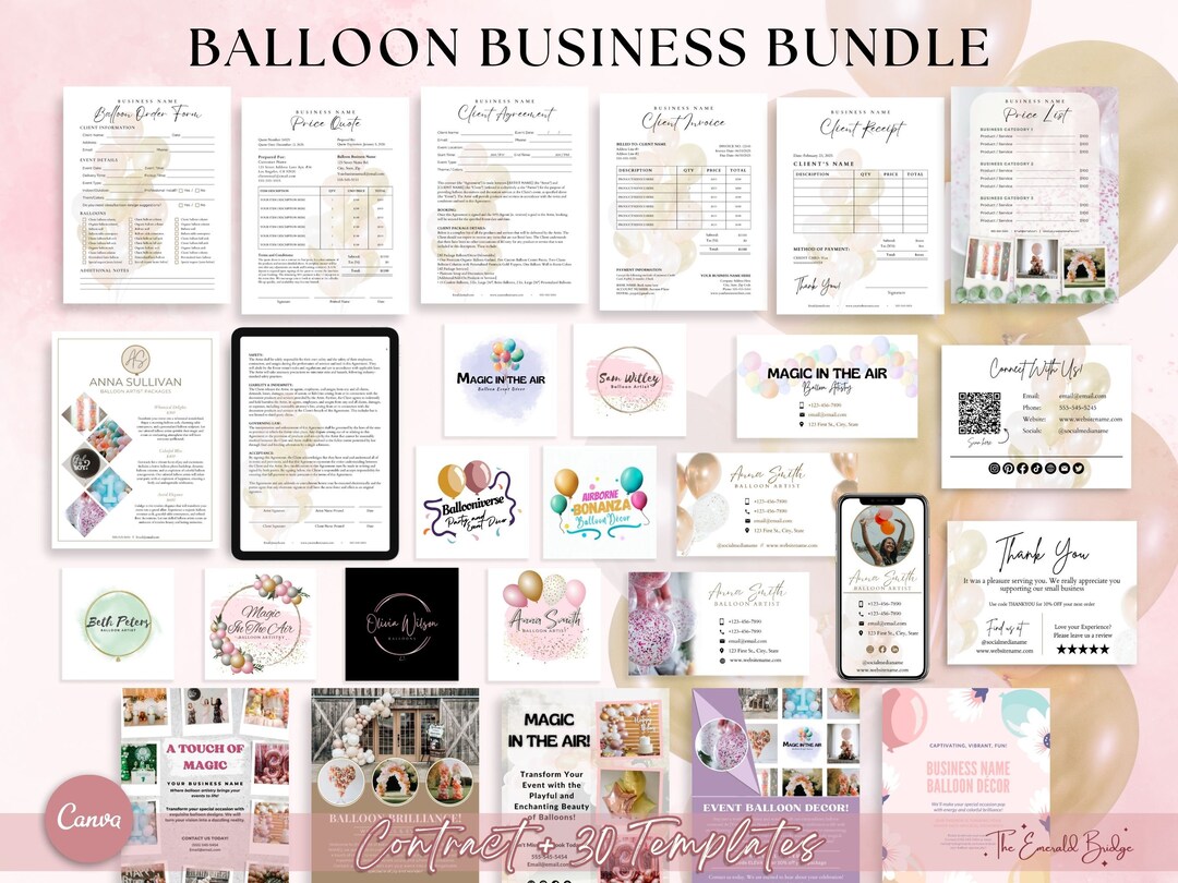 BALLOON CONTRACT BUSINESS Bundle, Balloon Order Form, Event Decor ...