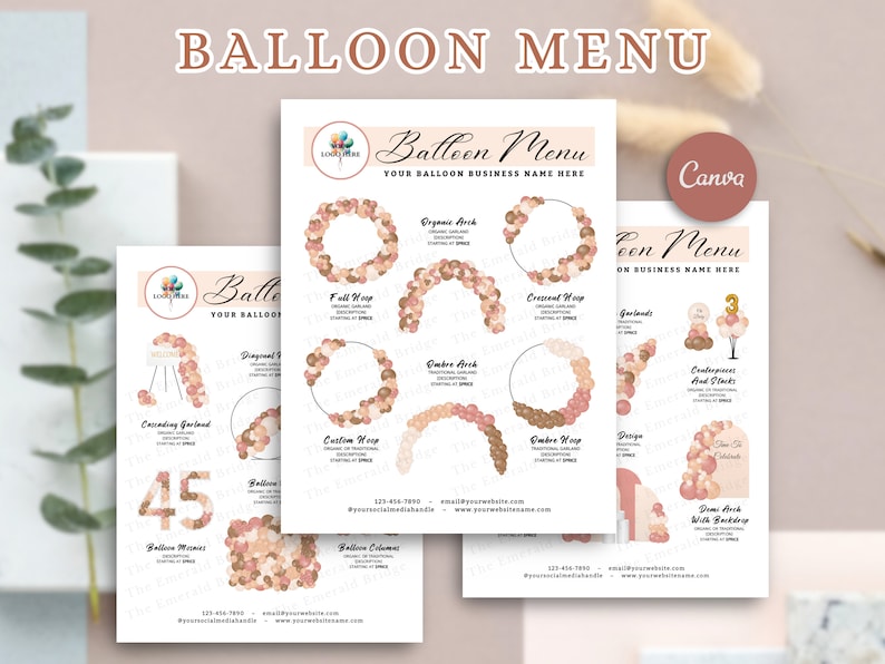BOHO BALLOON MENU Balloon Mockup Template Editable Balloon - Etsy
