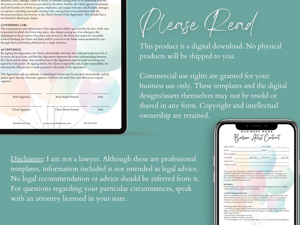 BALLOON CONTRACT Editable Balloon Decor Contract Balloon - Etsy
