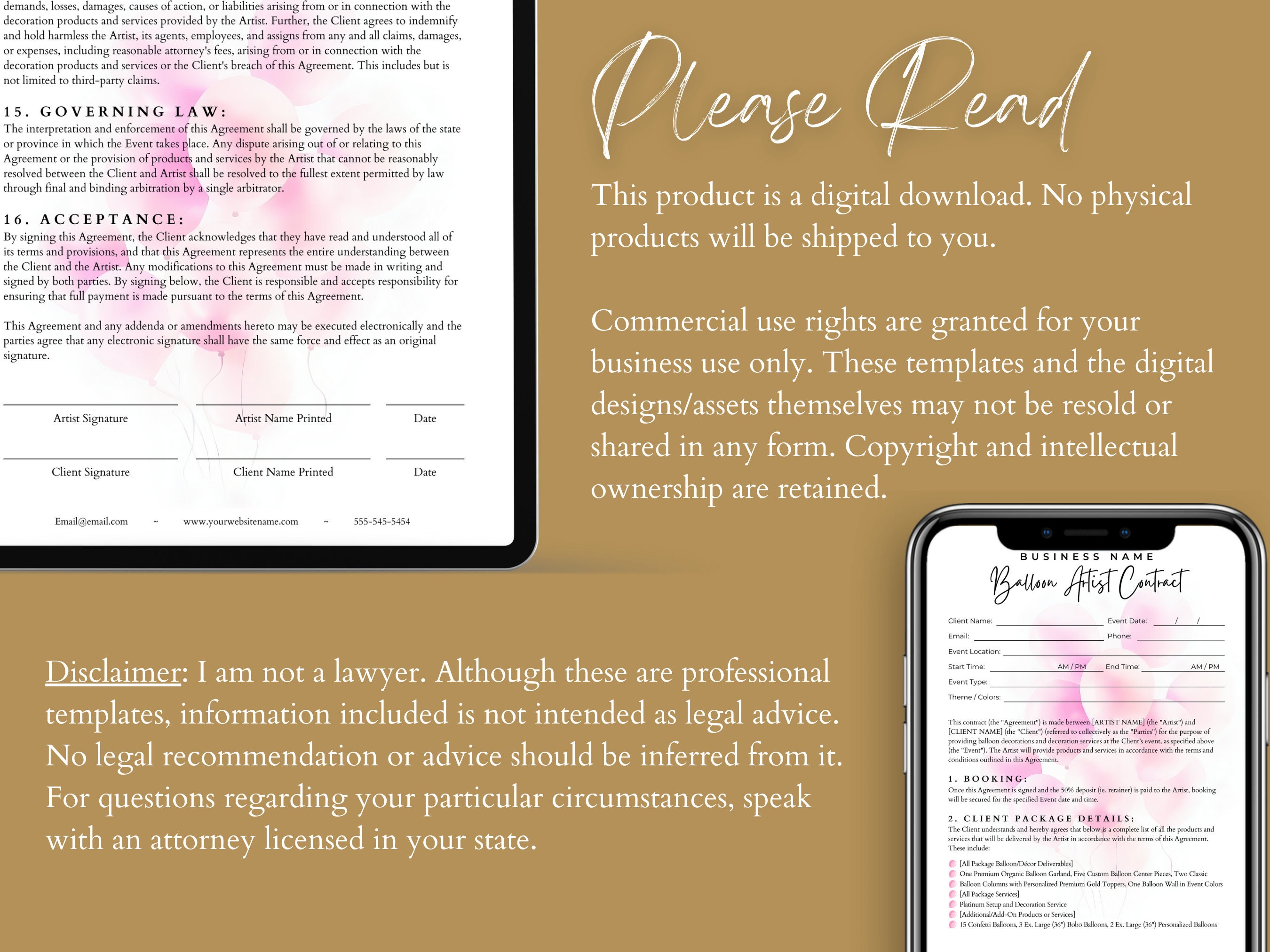 BALLOON CONTRACT, Editable Balloon Decor Contract, Balloon Invoice ...