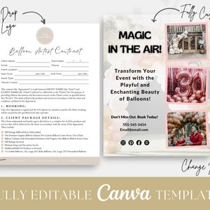 BALLOON CONTRACT, Editable Balloon Decor Contract, Balloon Invoice ...