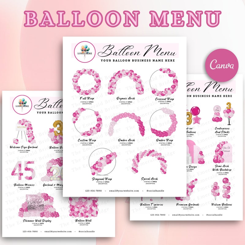 Balloon Menu Pricelist - Etsy