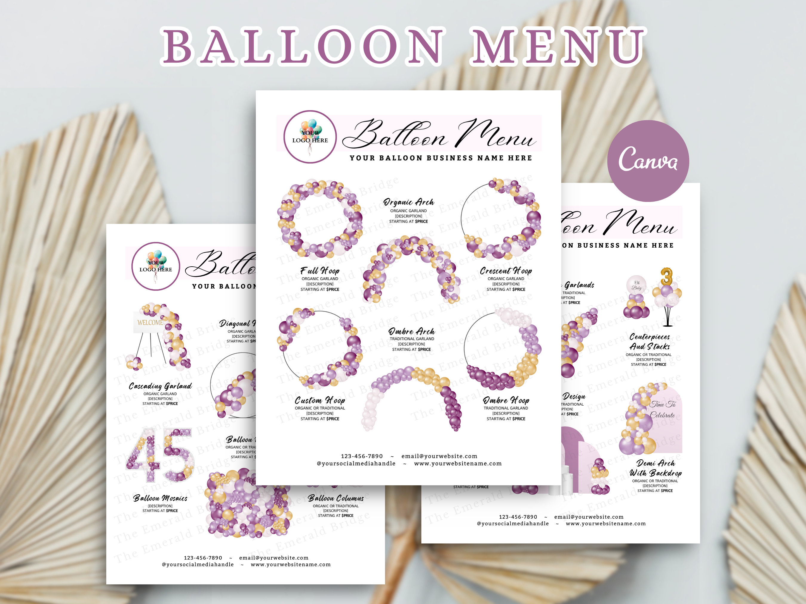 BALLOON MENU, Balloon MOCKUP Template, Editable Balloon Price List ...