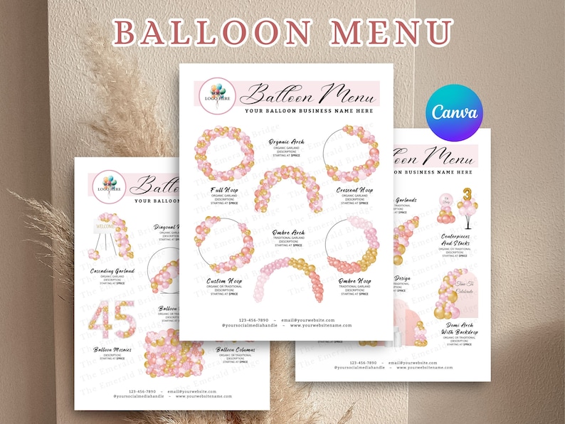 BALLOON MENU, Balloon MOCKUP Template, Editable Balloon Price List ...