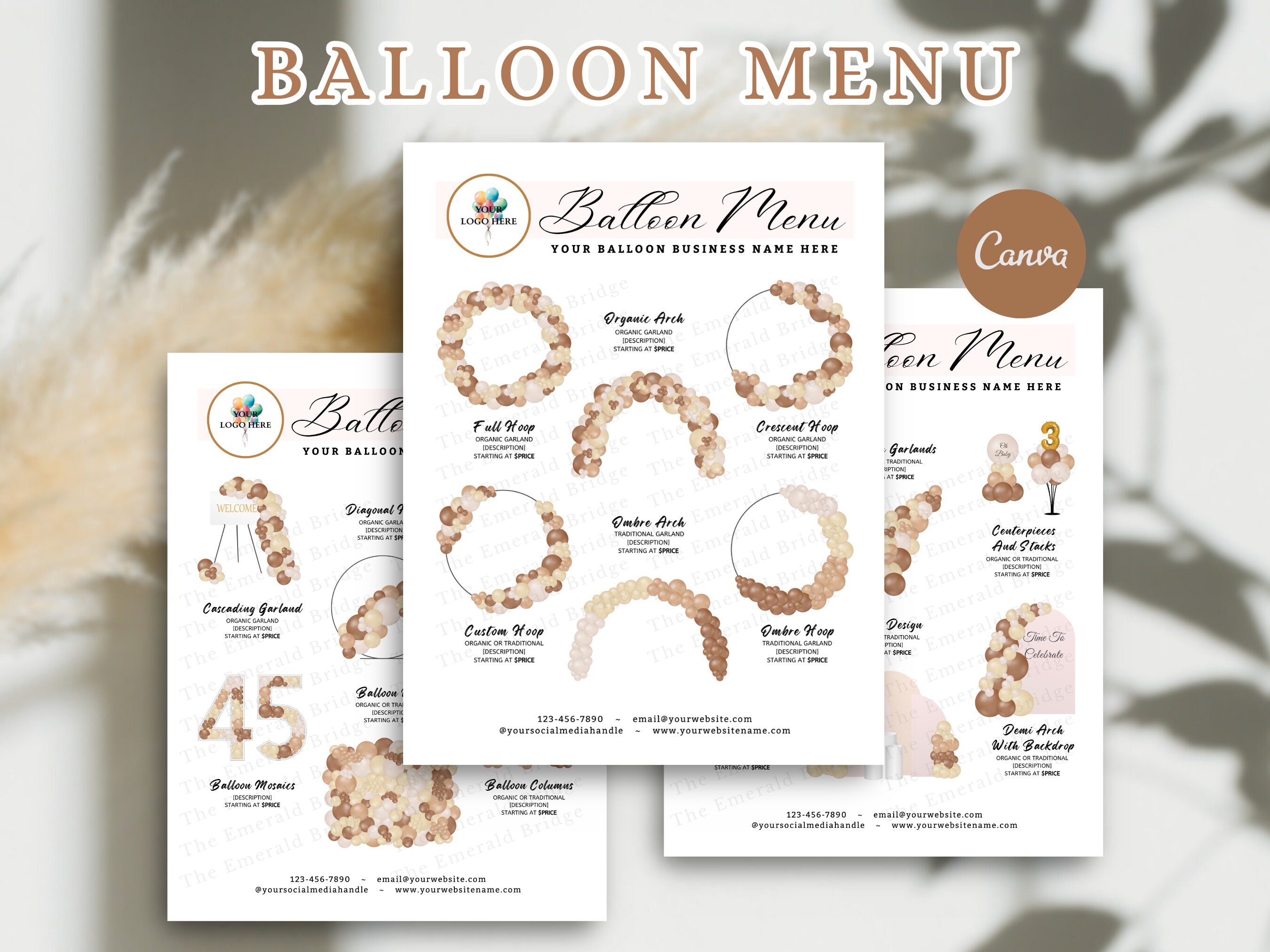 BOHO BALLOON MENU, Balloon Mockup Template, Editable Balloon Price List ...