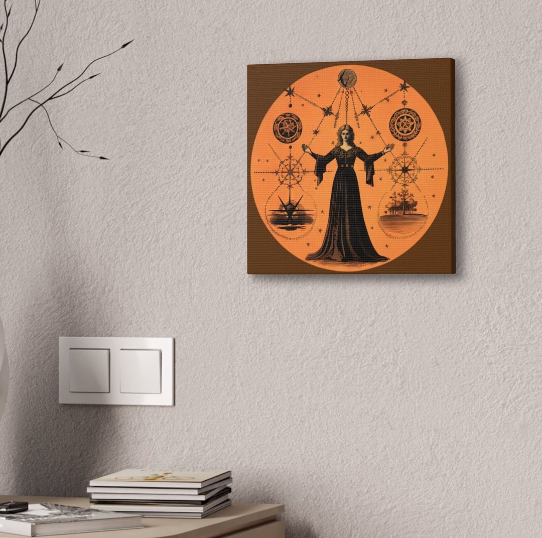 Mystical Wiccan Symbolism Art Print, Vintage Occult Poster, Celestial ...