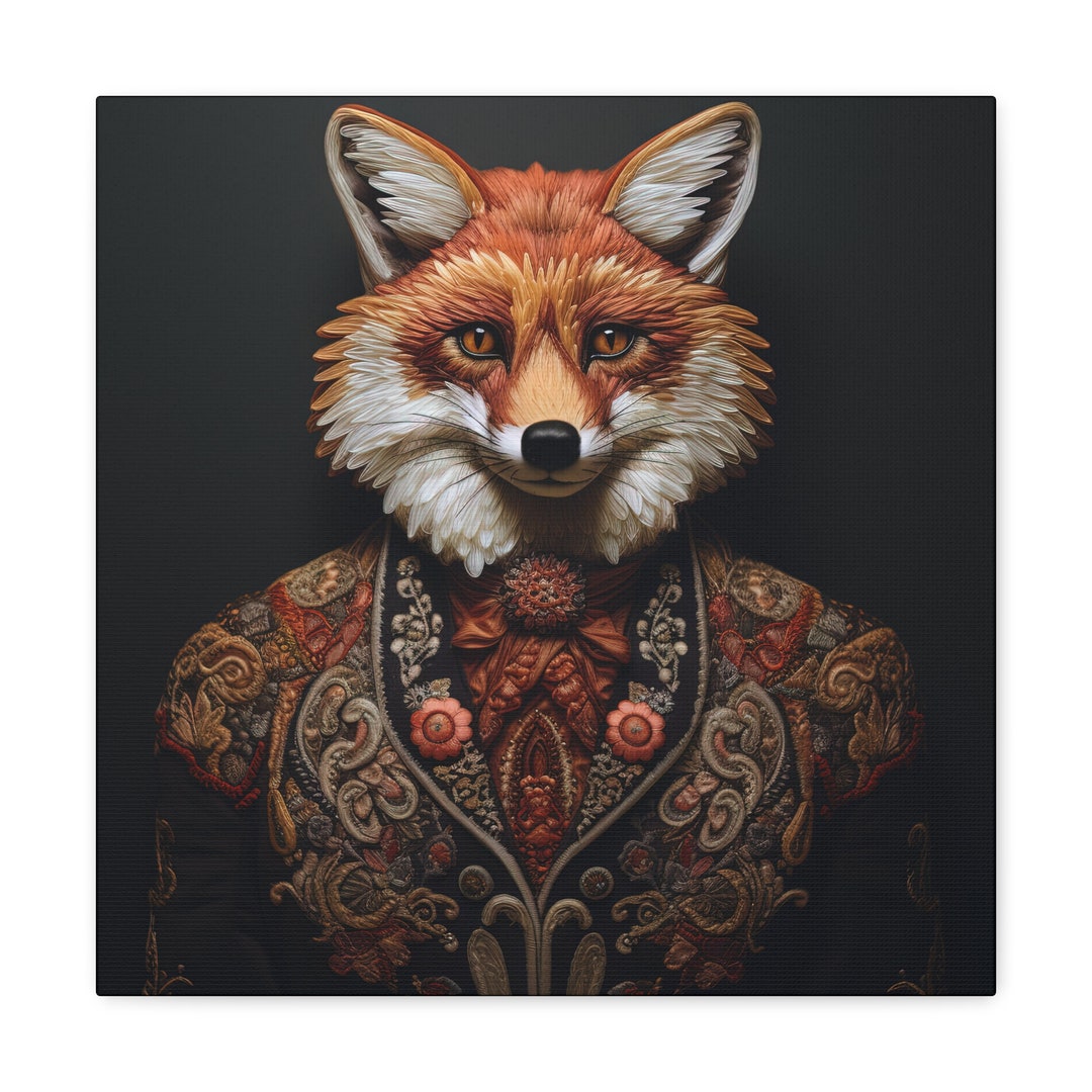 Fancy Fox Bust #2 on Canvas 16x16 - Etsy
