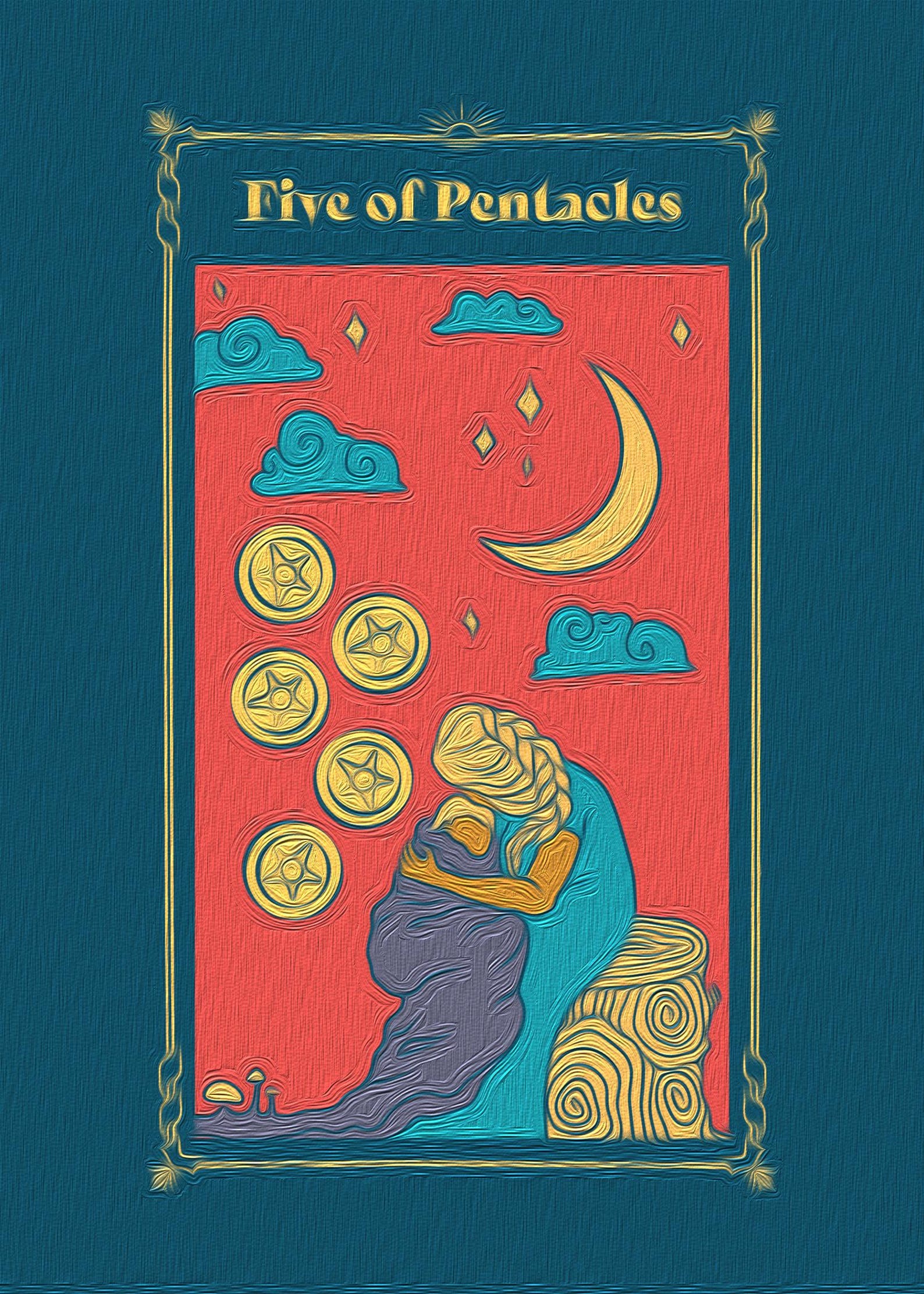 Five of Pentacles Printable Tarot Card Art | Digital Download - Etsy