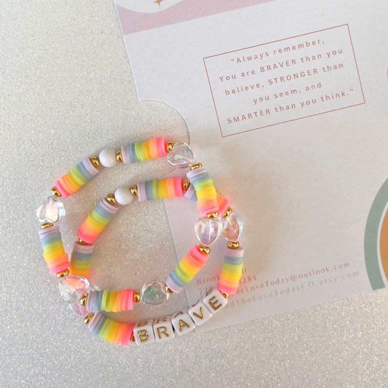 Kids Brave Personalized Bracelet Set Girl Gift for Brave Girl Custom ...