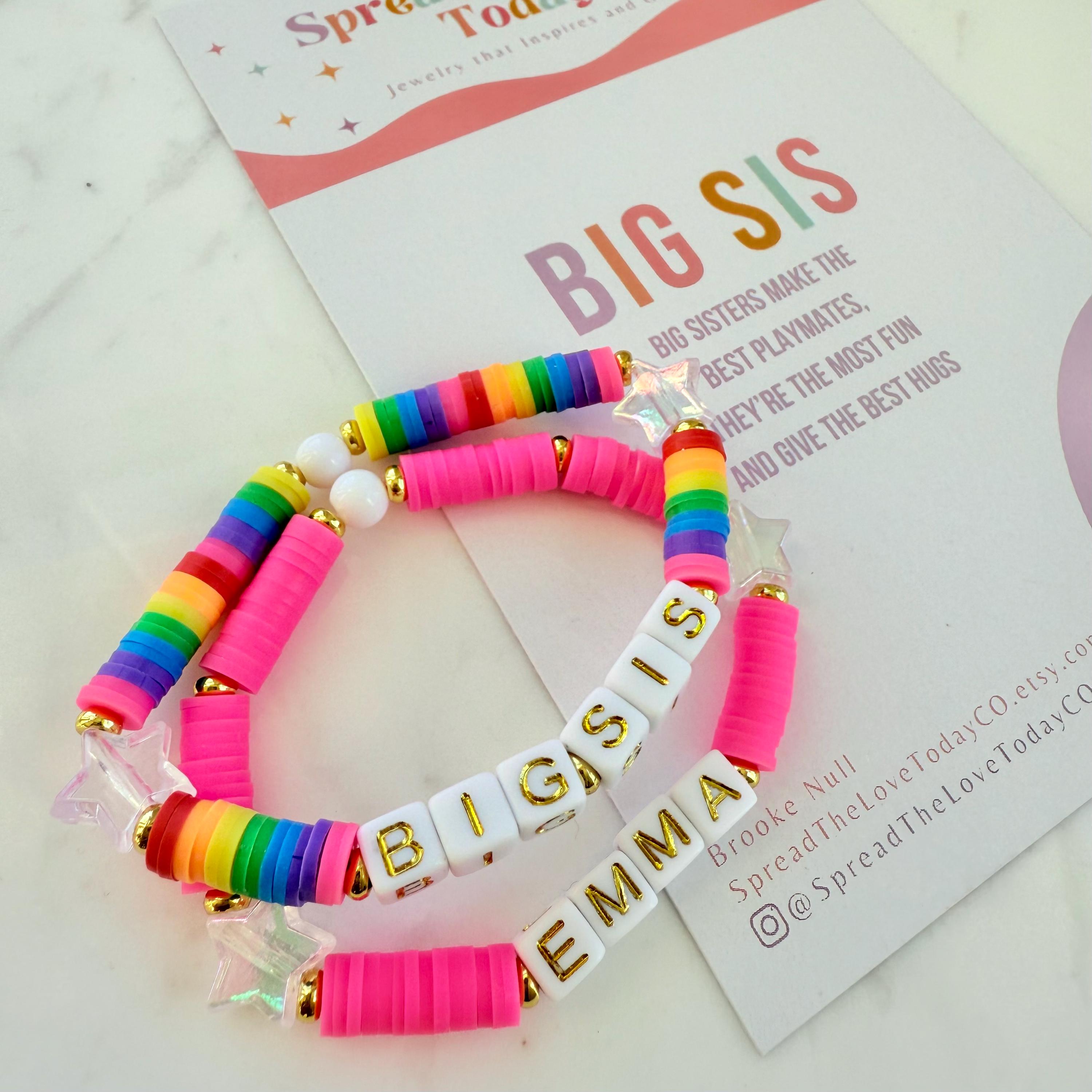 Big Sis Bracelet Set Rainbow Girls Personalized Bracelet Big Sister ...