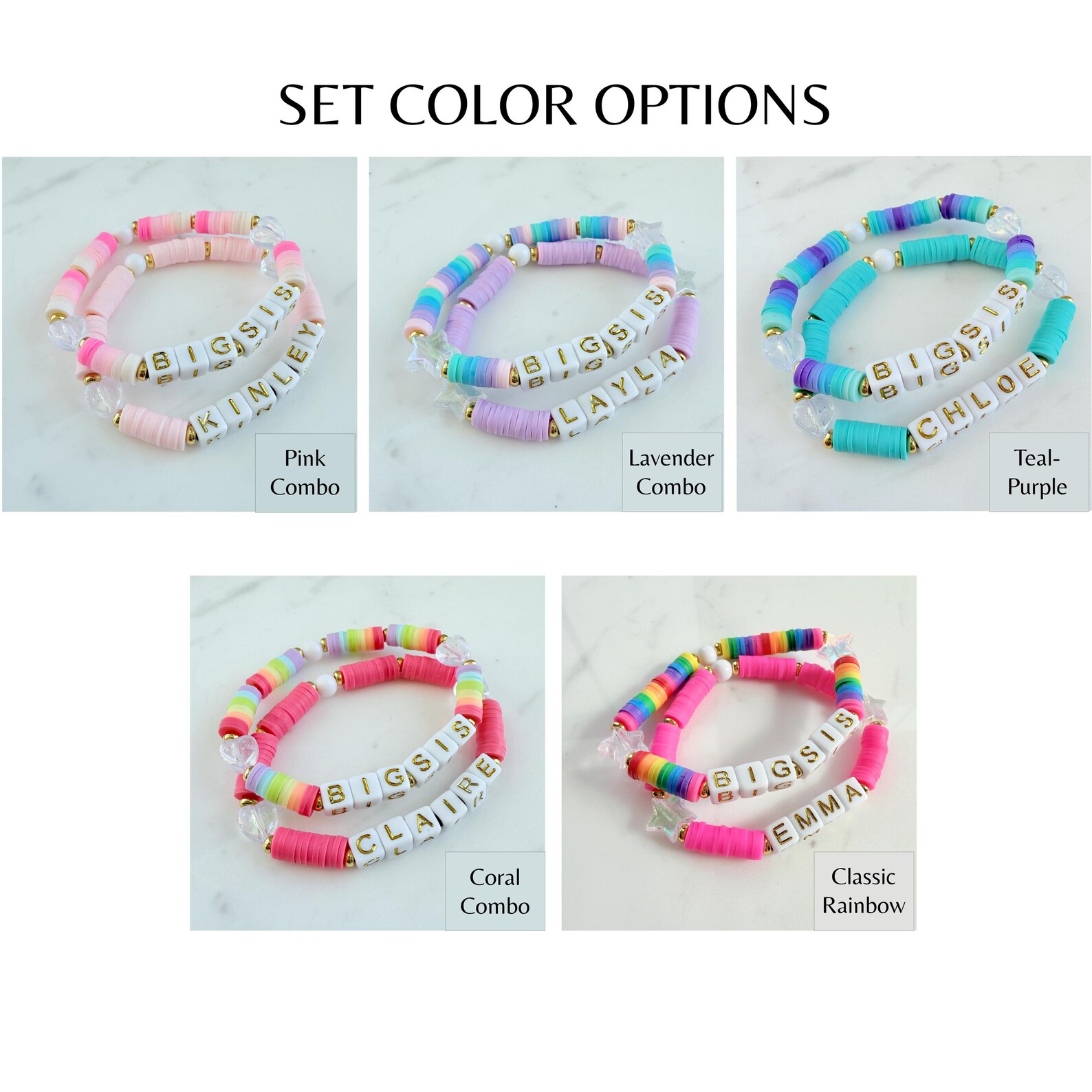 Big Sis Bracelet Set Rainbow Girls Personalized Bracelet Big Sister ...