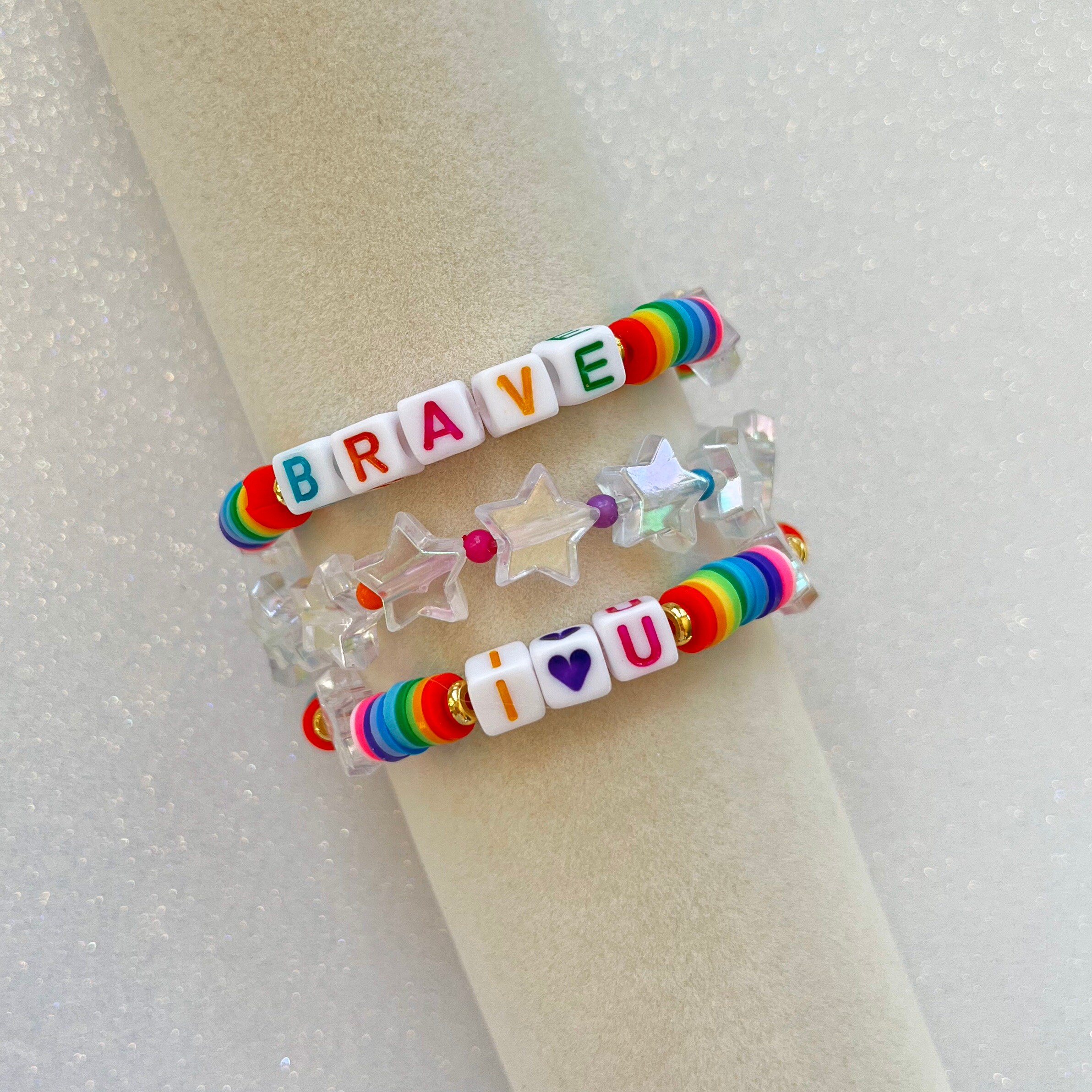 Personalized Brave Bracelet for Kids Rainbow Customized Bracelet Set ...