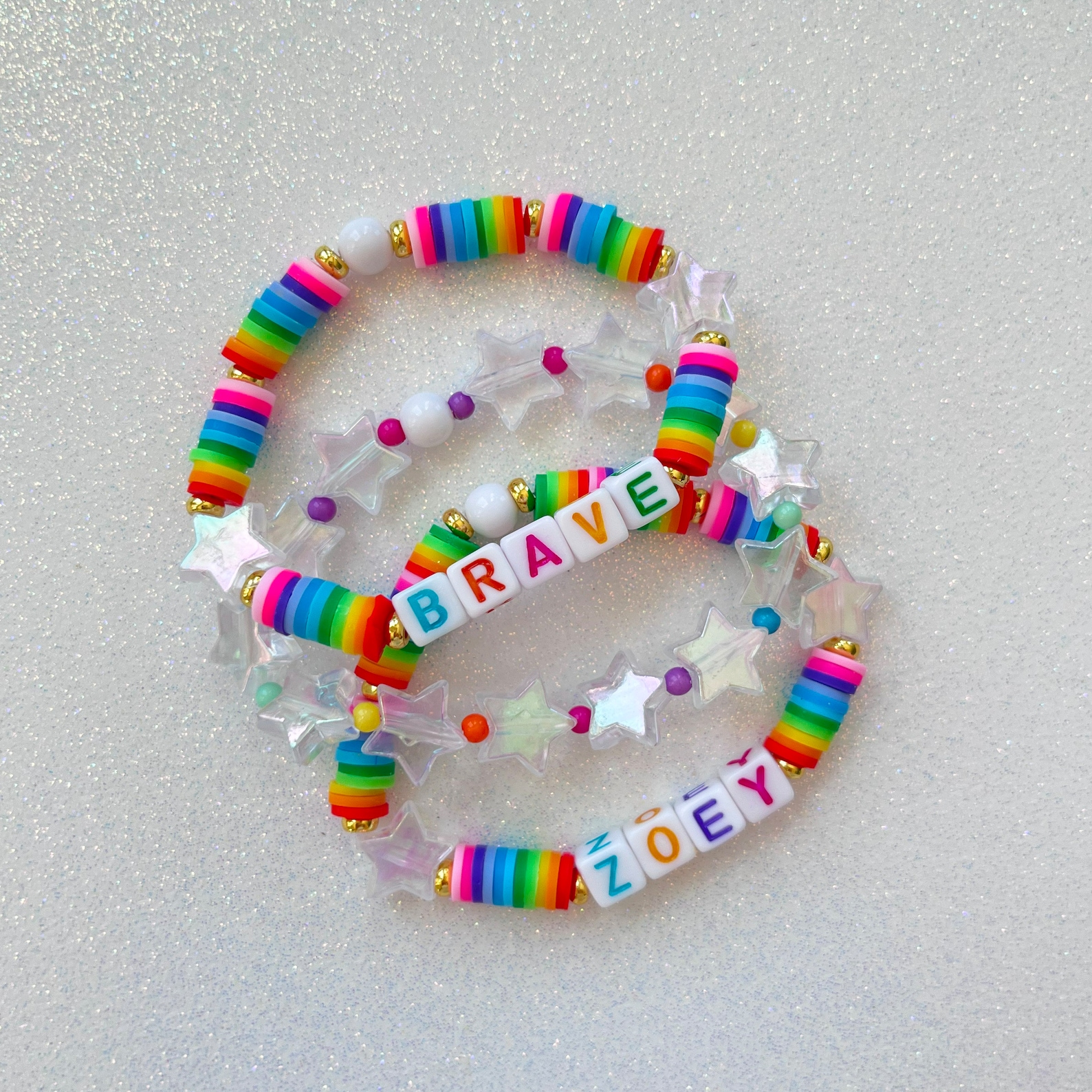 Personalized Brave Bracelet for Kids Rainbow Customized Bracelet Set ...