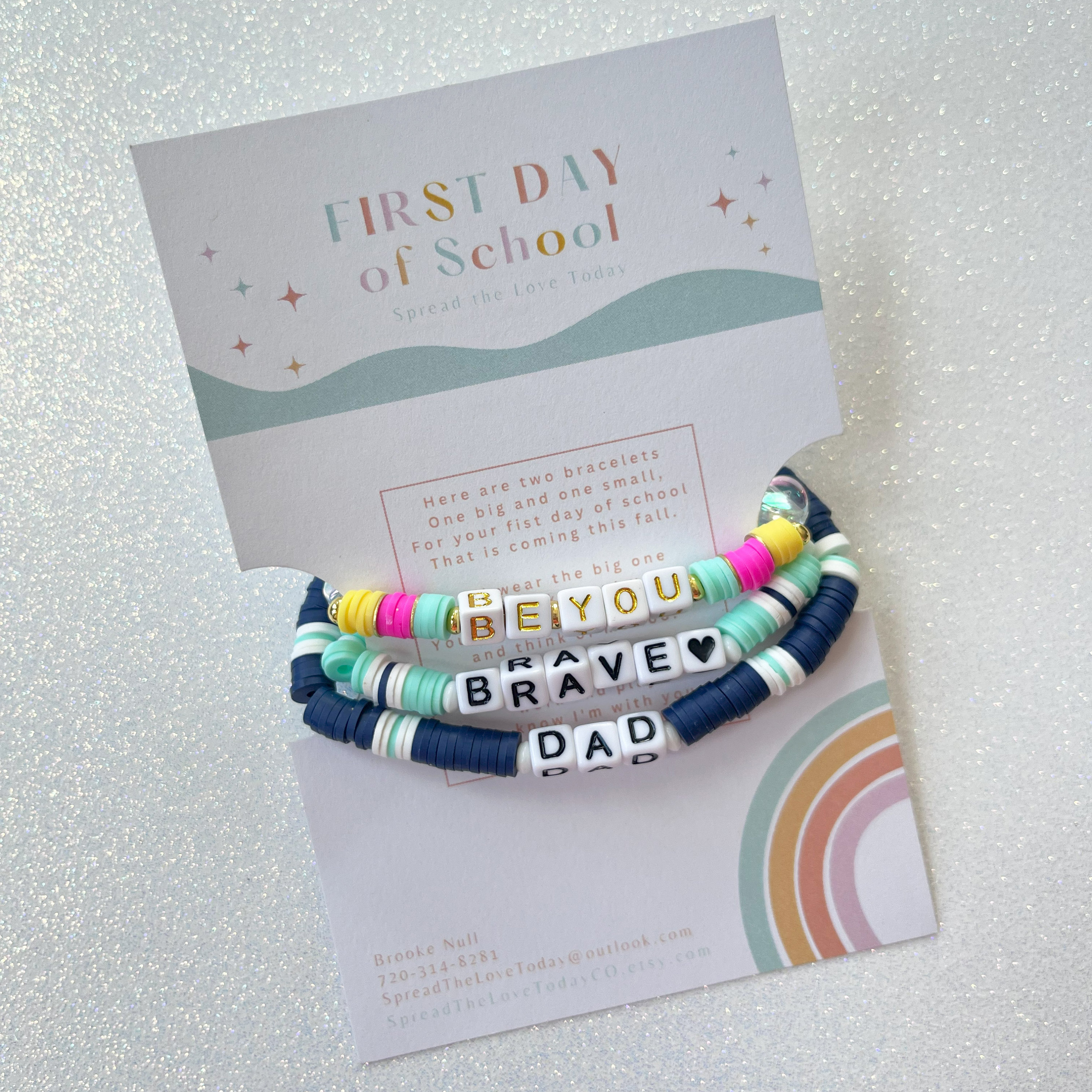 First Day of School Dad and Me Bracelet for Kindergarten Back to School ...