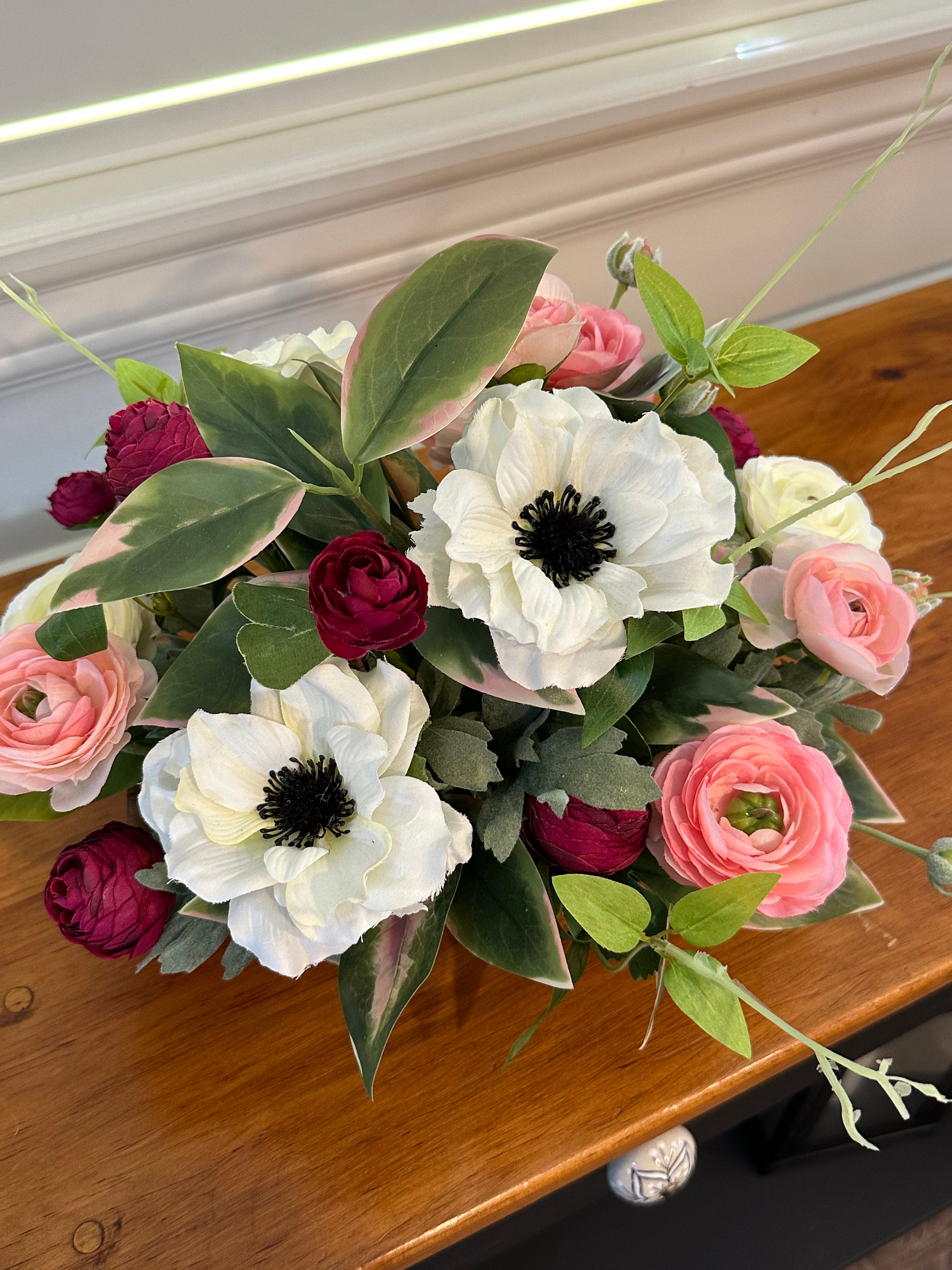 This Beautiful Faux Flower Table Piece is Made With High - Etsy