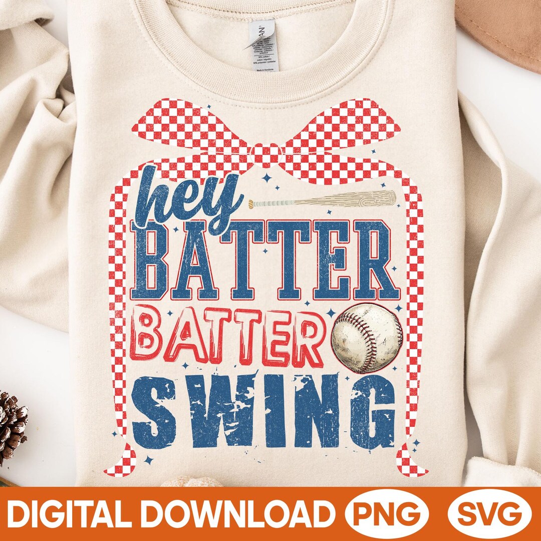 Retro Baseball Batter Swing PNG Svg, Checkered Baseball Coquette Png ...