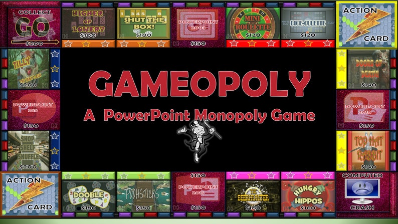 GAMEOPOLY A Monopoly-type Game on Powerpoint. Slightly Simplified, but ...