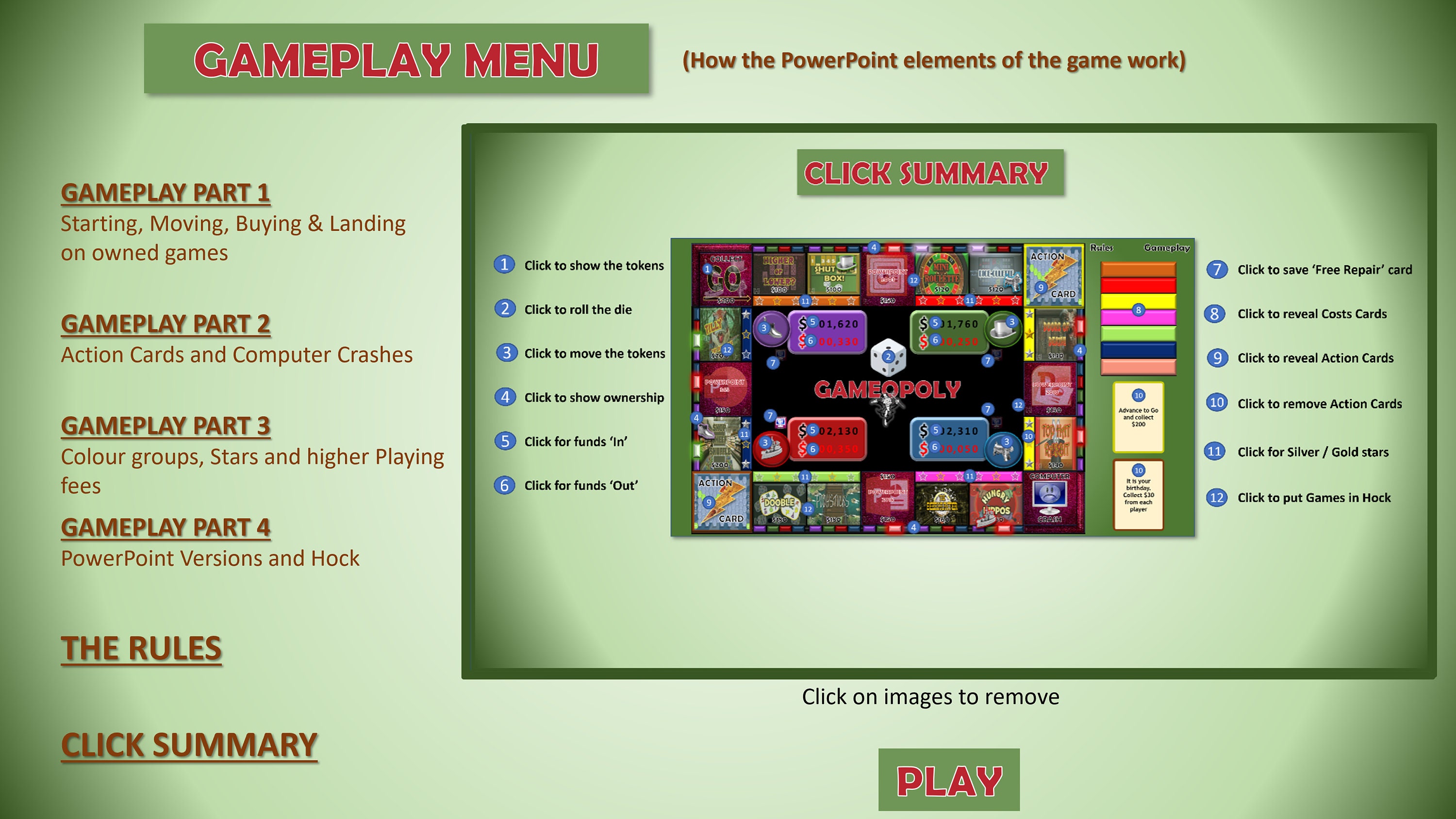 GAMEOPOLY - A Monopoly-type Game on Powerpoint. Slightly Simplified ...