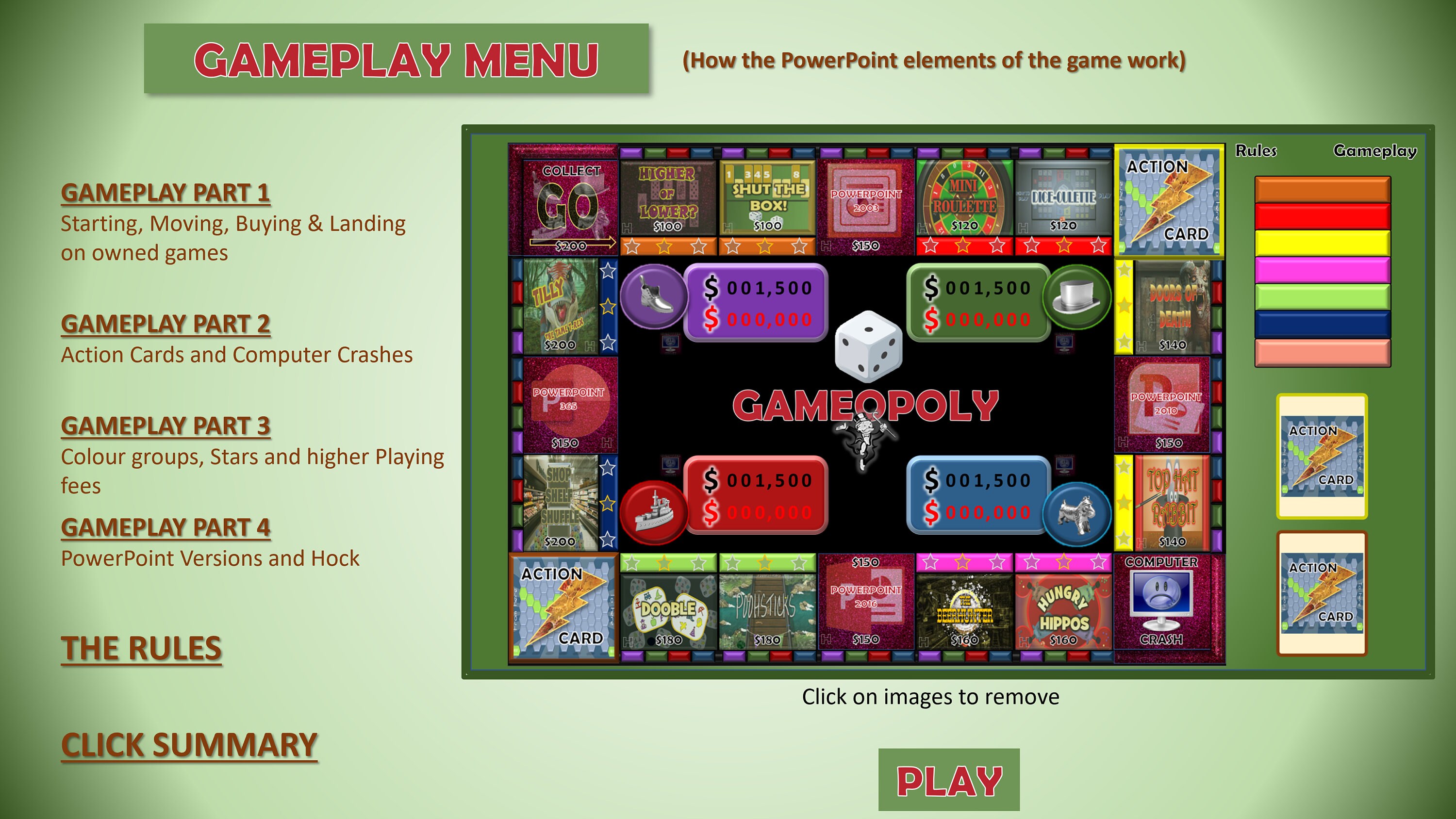 GAMEOPOLY - A Monopoly-type Game on Powerpoint. Slightly Simplified ...