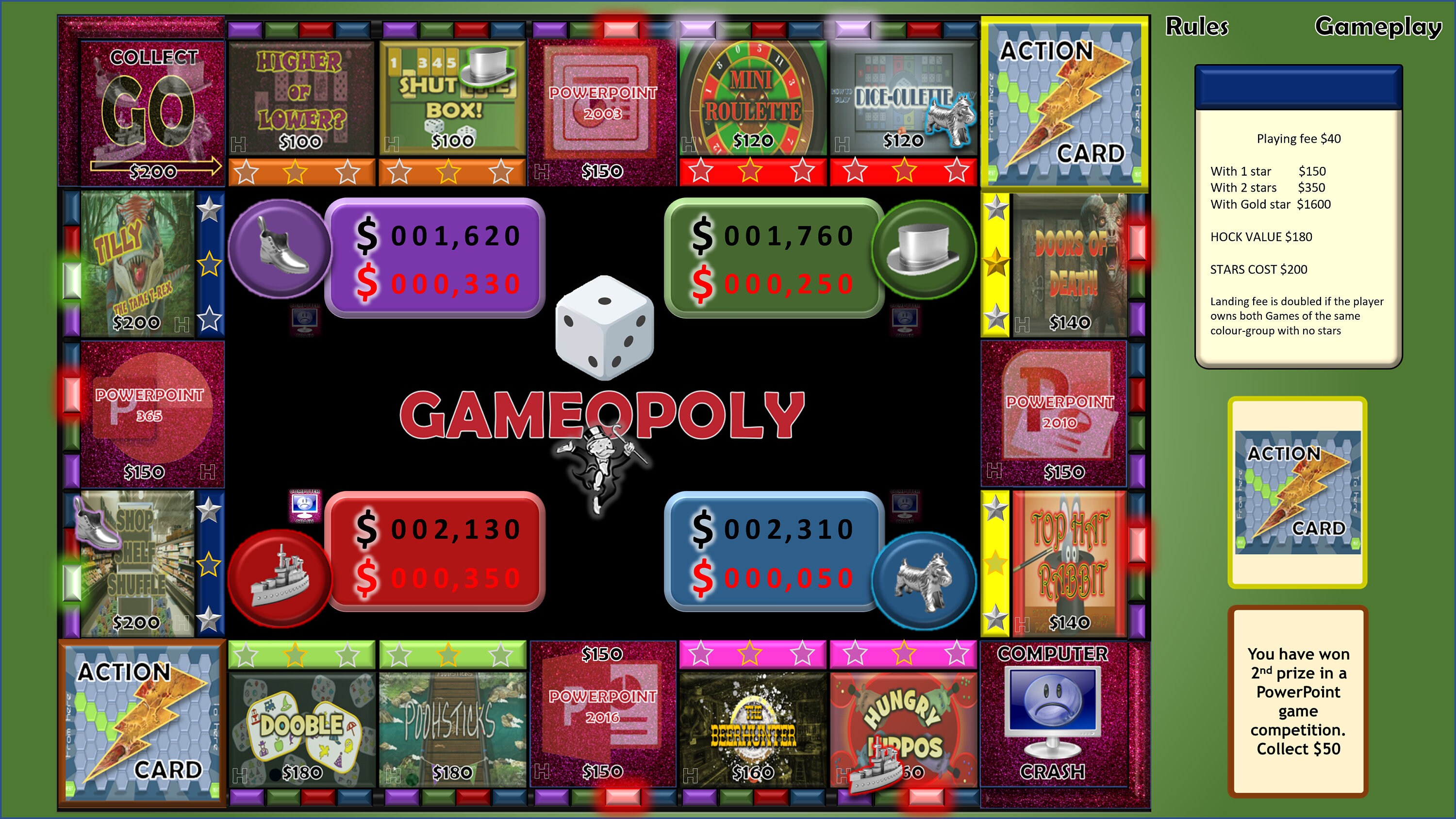 GAMEOPOLY - A Monopoly-type Game on Powerpoint. Slightly Simplified ...