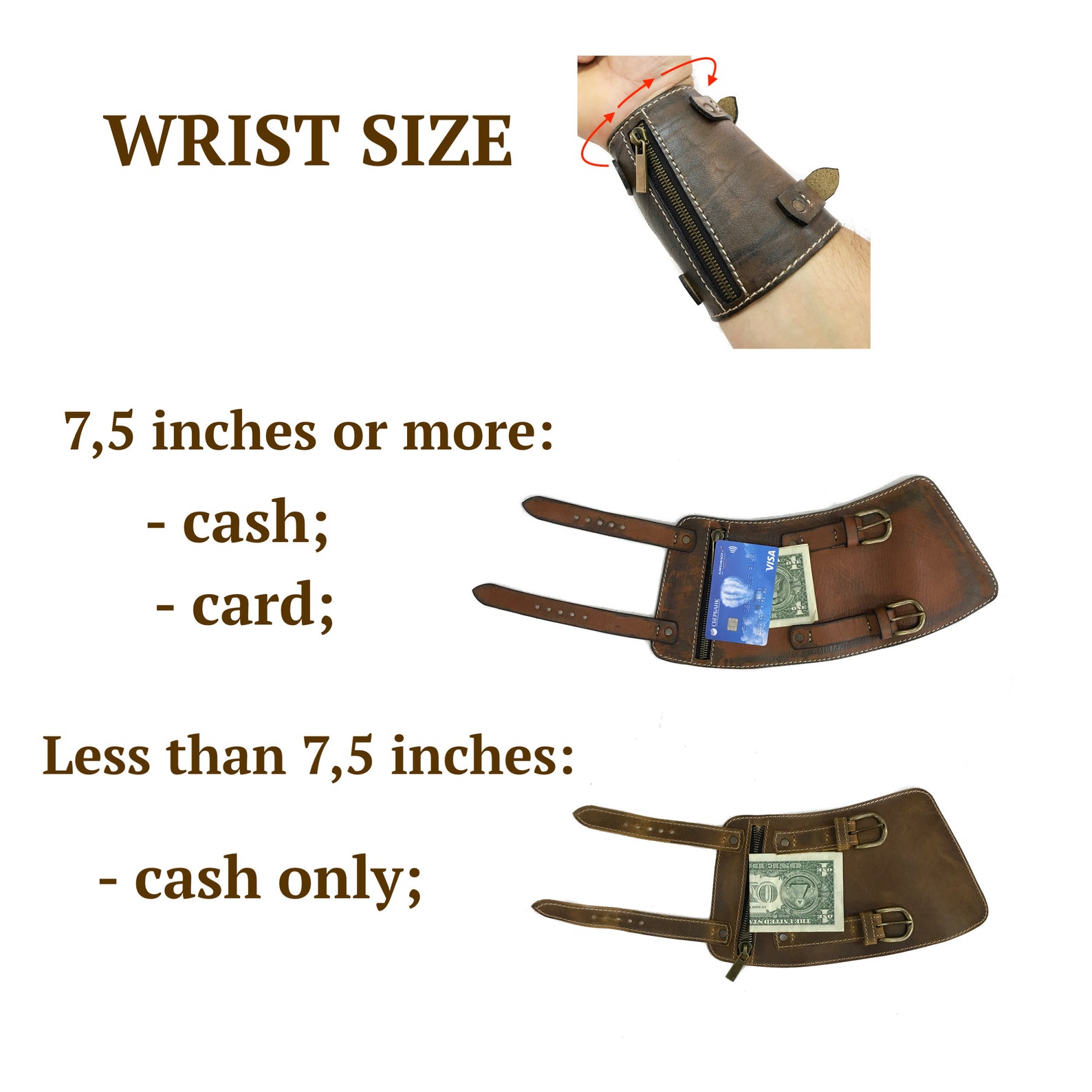 Wrist Wallet Leather Mens Leather Cuff Travel Wallet 3rd Anniversary ...