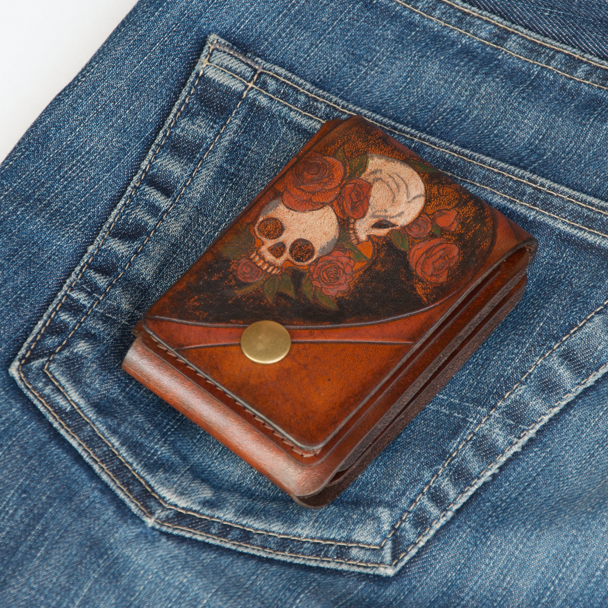Goth Wallet, Skull Wallet, Bifold Wallet, Hand Painted Slim Wallet ...