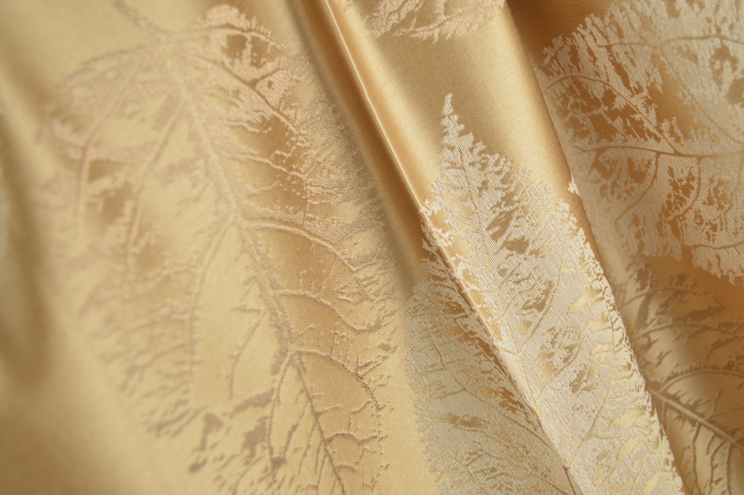 Gold Gilded Leaf Figured Modern Style Curtain, Custom Handmade Drapes ...