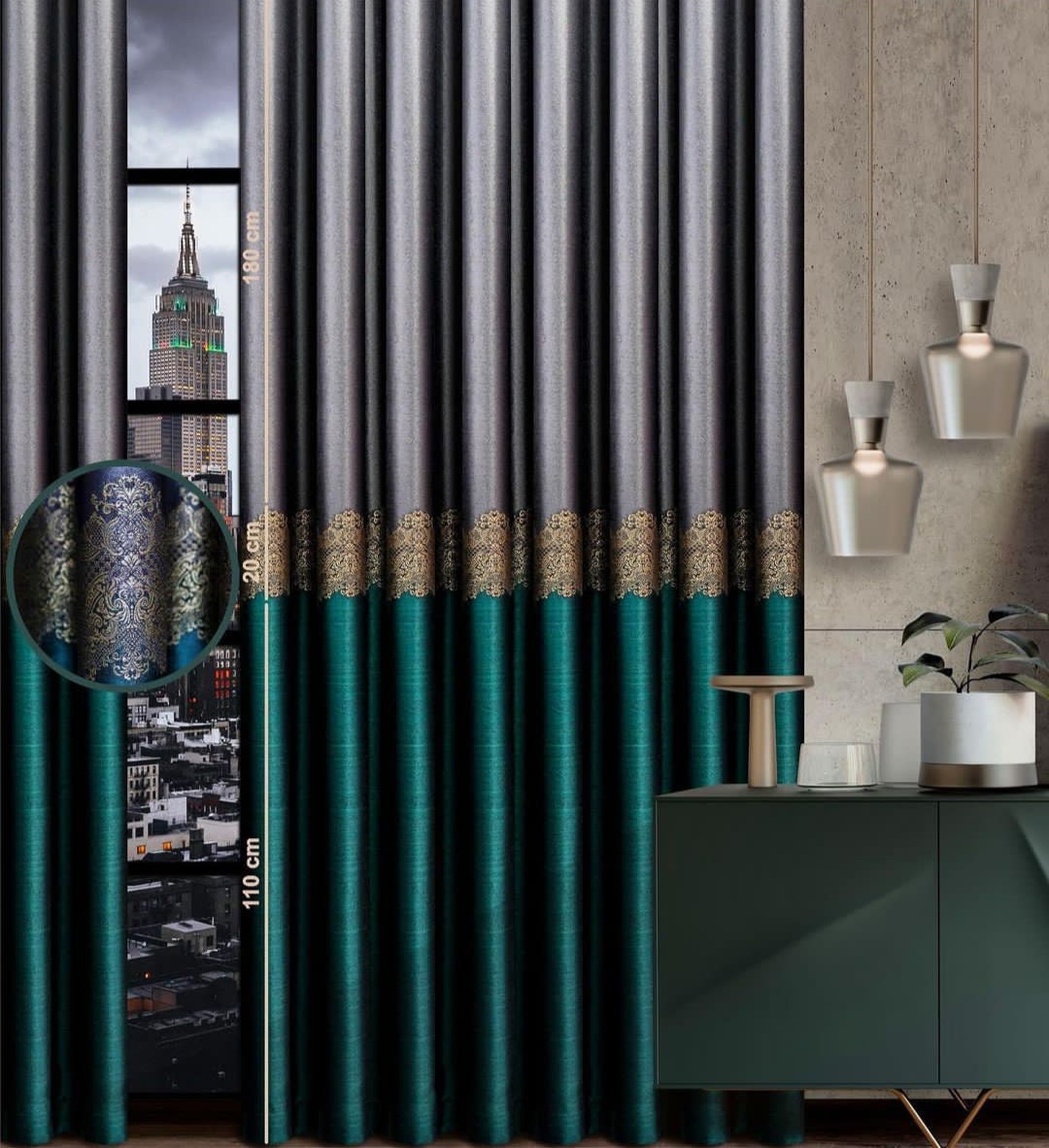 Luxury Gold Patterned Modern Drapes. Custom Gold Drapes, Curtains ...