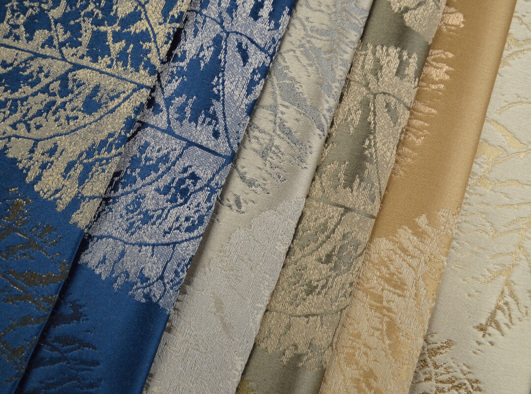 Gold Gilded Leaf Figured Modern Style Curtain, Custom Handmade Drapes ...